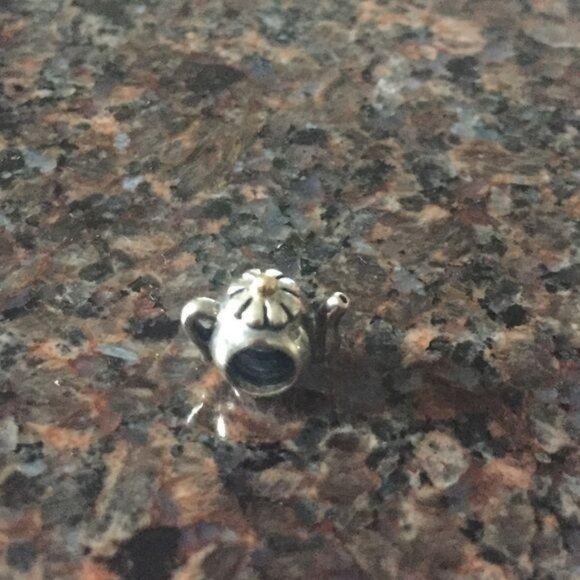 Pandora | Jewelry | Pandora Silver 4k Gold Coffee Teapot Charm | Poshmark